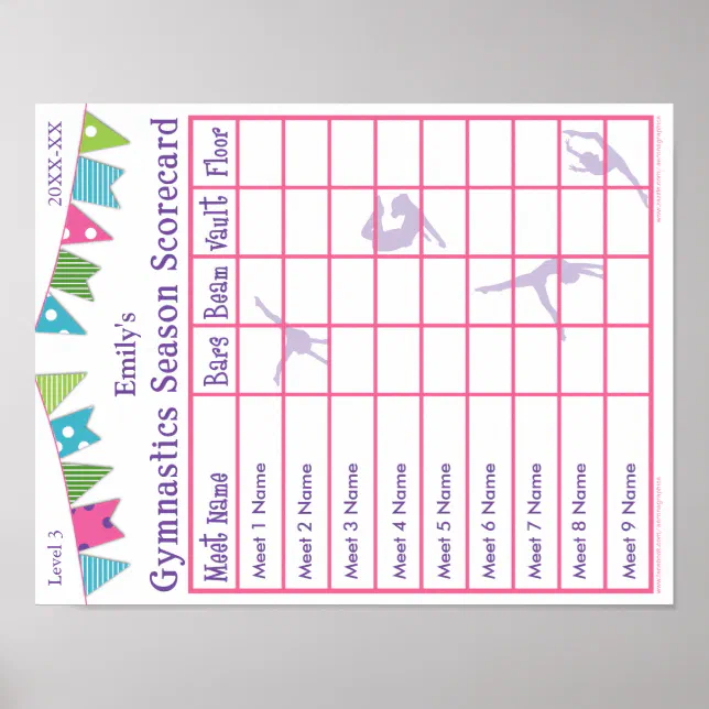 Gymnastics Season Meet Scorecard Poster 9 | Zazzle