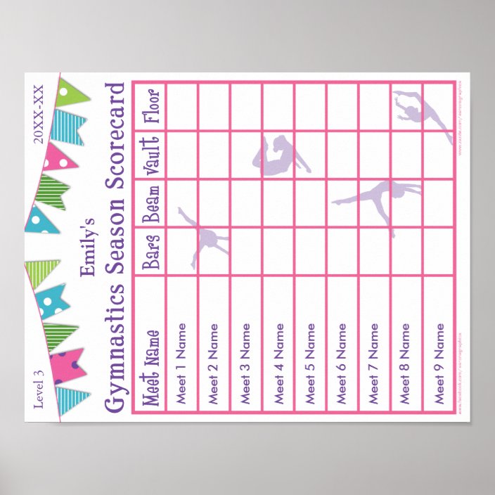 Gymnastics Season Meet Scorecard Poster 9 | Zazzle.com