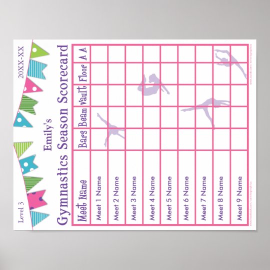 Gymnastics Season Meet Scorecard Poster 9 AA | Zazzle.com