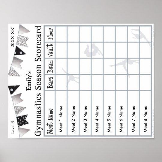 Gymnastics Season Scorecard Poster 8 SilverGlitter | Zazzle.com