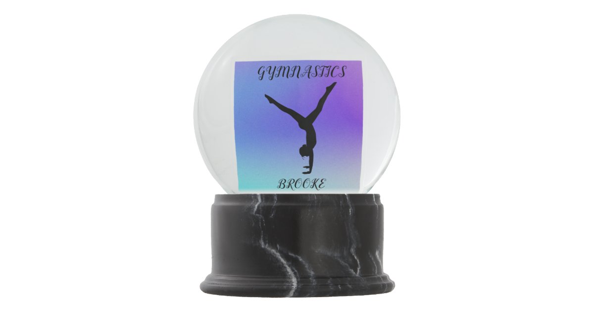 GYMNASTICS SNOW GLOBE with gymnast & custom name. | Zazzle