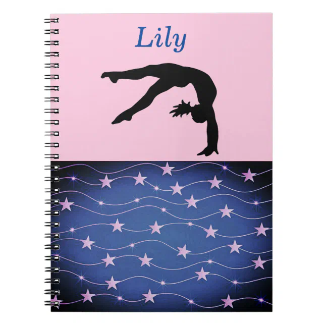 Gymnastics Stars Pink and Blue Personalized Notebook | Zazzle