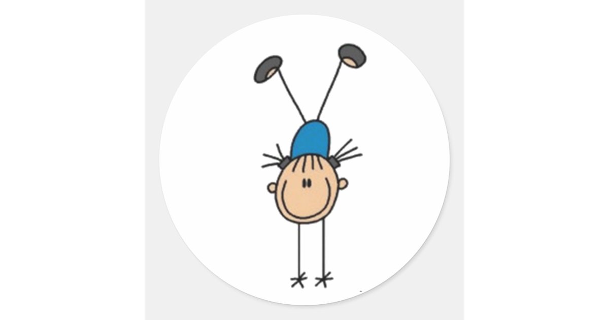 Gymnastics Stick Figure Classic Round Sticker | Zazzle