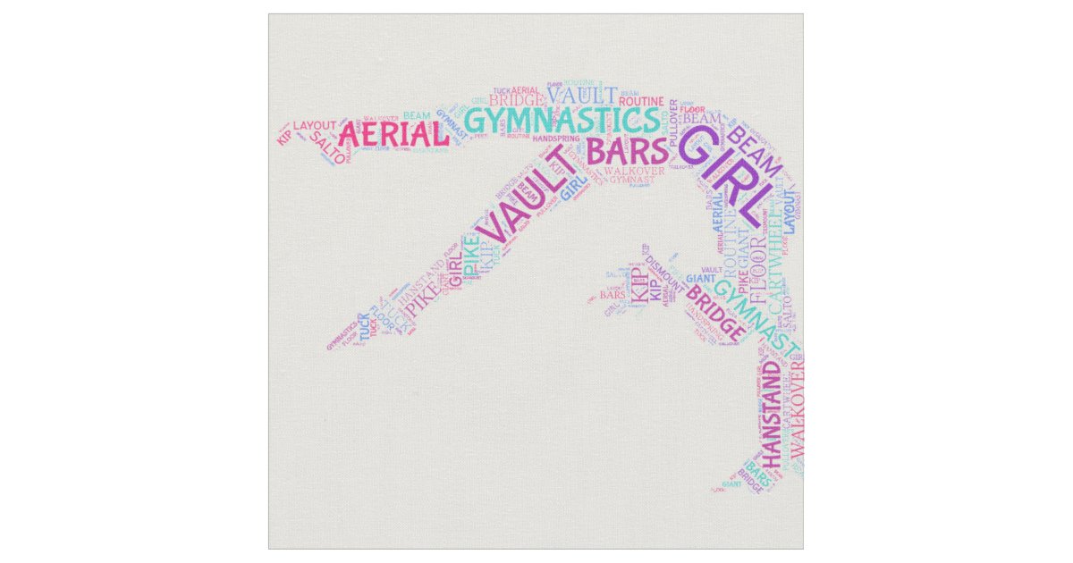 Gymnastics Word Art Fabric | Zazzle