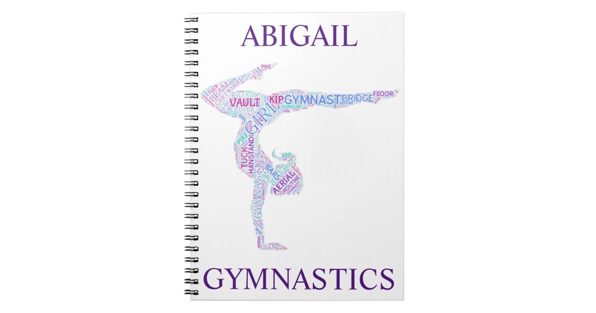 Gymnastics Word Art Spiral Notebook | Zazzle
