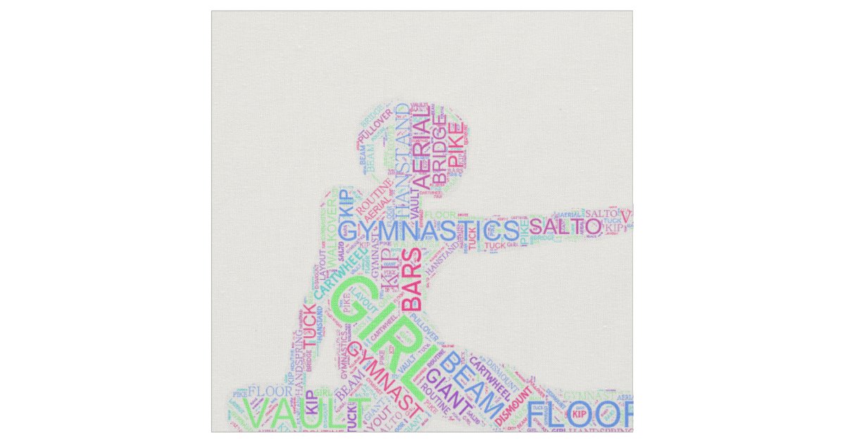 Gymnastics Word Art Version 2 Fabric | Zazzle