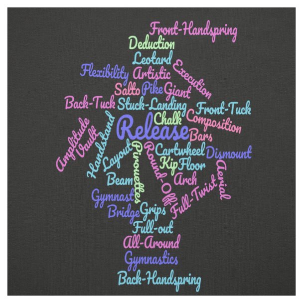 Gymnastics Word Art Fabric | Zazzle