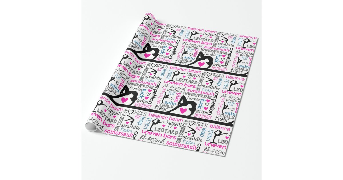 Gymnastics Words Wrapping Paper | Zazzle