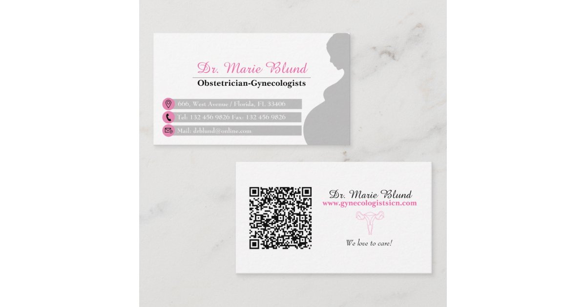 Gynecologist Obstetrician Professional Pink OBGYN Business Card | Zazzle