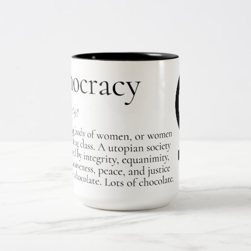 Gynocracy Definition & Feminist Fist Funny Two-Tone Coffee Mug | Zazzle