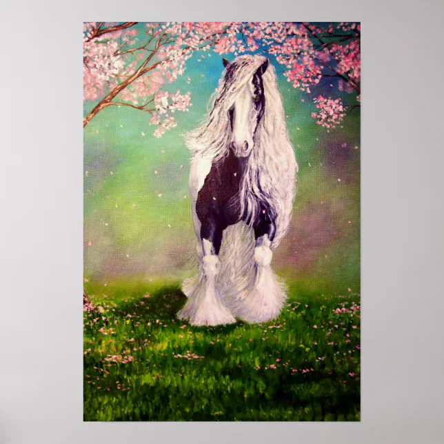 "Gypsy Blossom" Irish Vanner stallion caravan cob Poster | Zazzle