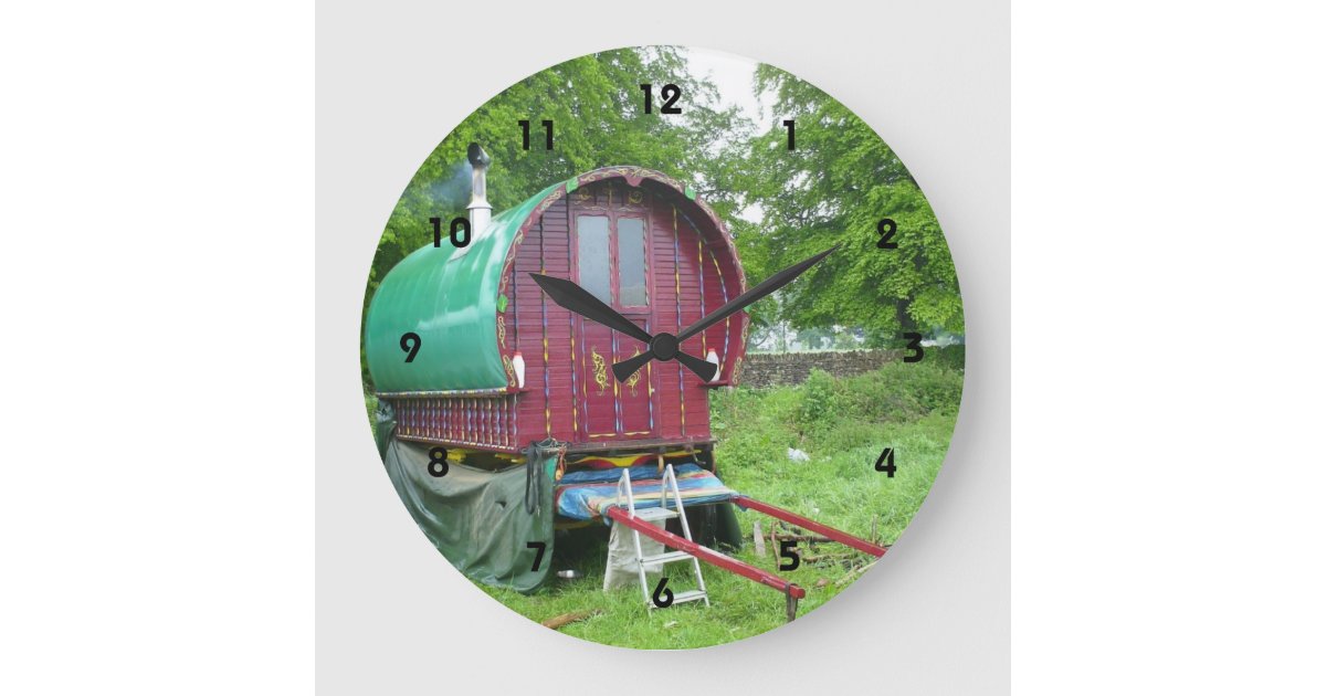 Gypsy bowtop wagon large clock | Zazzle