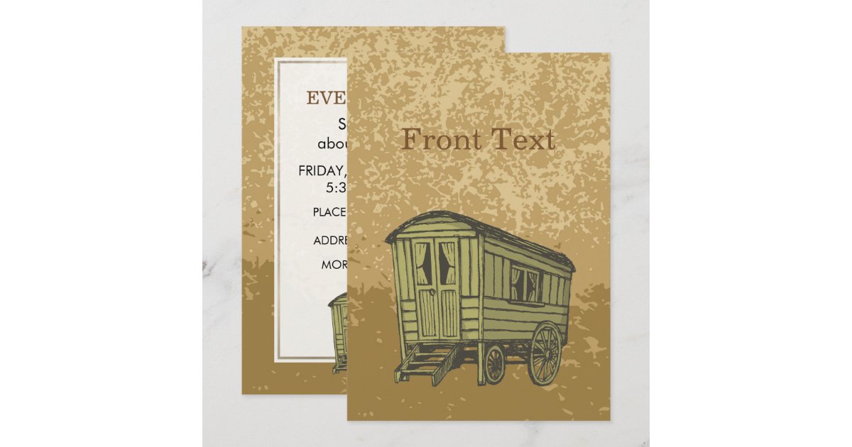 Gypsy caravan wagon invitation | Zazzle