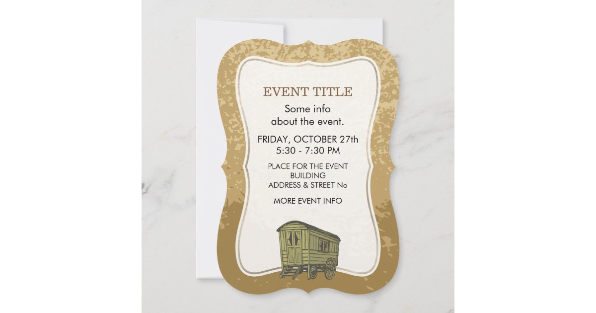 Gypsy caravan wagon invitation | Zazzle