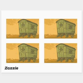 Gypsy caravan wagon rectangular sticker | Zazzle