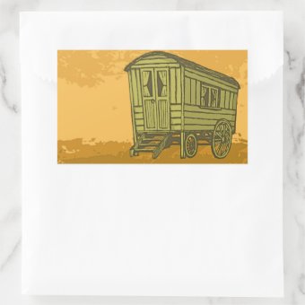 Gypsy caravan wagon rectangular sticker | Zazzle