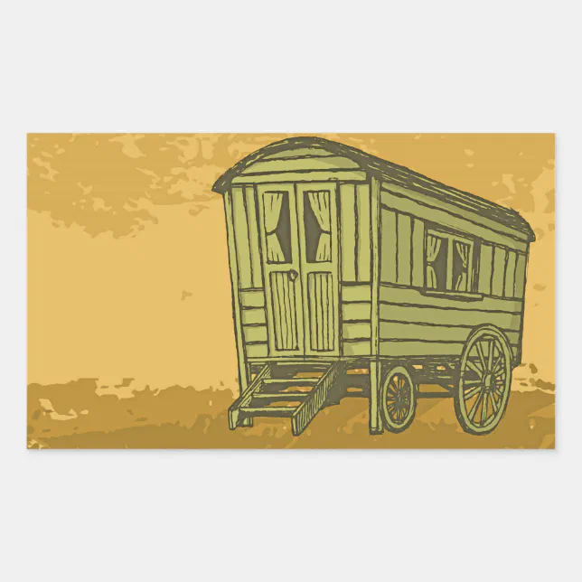 Gypsy caravan wagon rectangular sticker | Zazzle