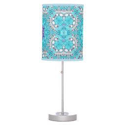 Gypsy Ethnic Embroidery turquoise blue bohemian Table Lamp | Zazzle