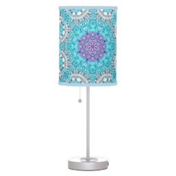 Gypsy Ethnic Embroidery turquoise blue bohemian Table Lamp | Zazzle