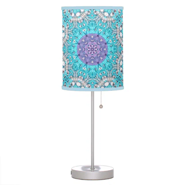 Gypsy Ethnic Embroidery turquoise blue bohemian Table Lamp | Zazzle