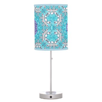 Gypsy Ethnic Embroidery turquoise blue bohemian Table Lamp | Zazzle