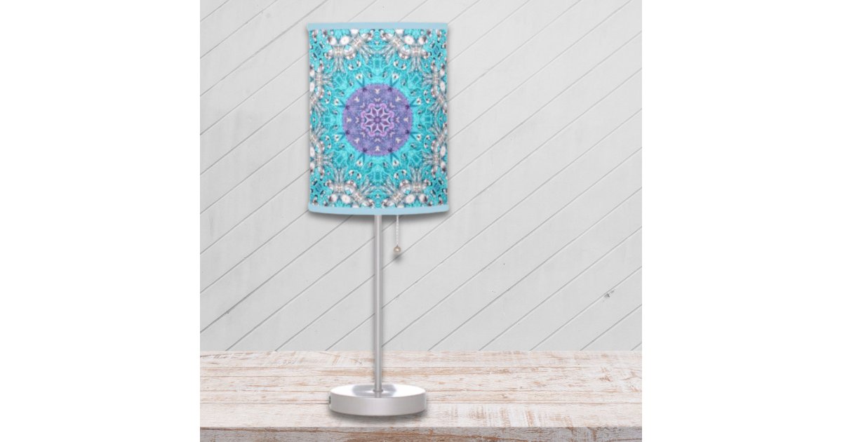 Gypsy Ethnic Embroidery turquoise blue bohemian Table Lamp | Zazzle