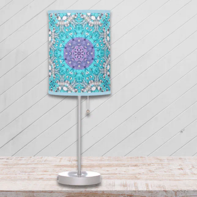 Gypsy Ethnic Embroidery turquoise blue bohemian Table Lamp | Zazzle