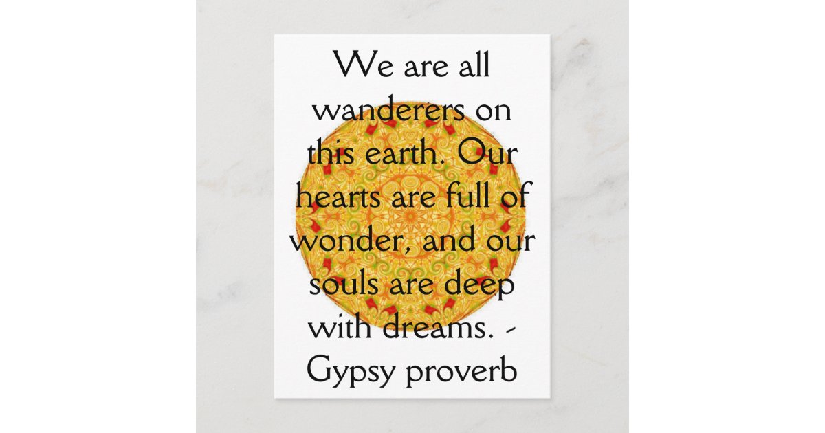 Gypsy Proverb wanderlust travel quote Postcard | Zazzle