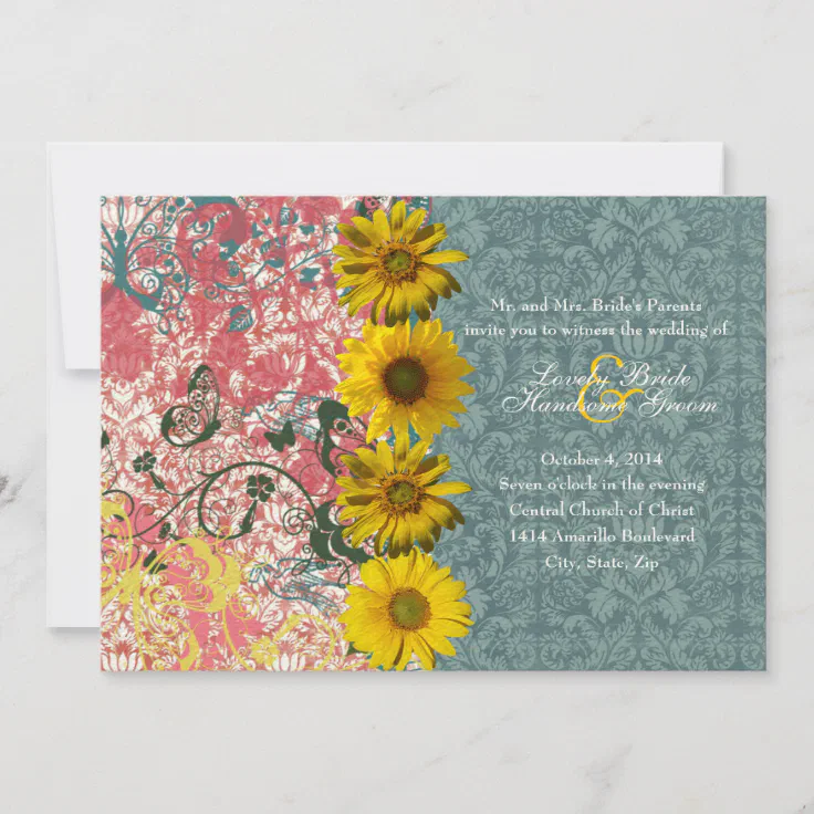 Gypsy Sunflower Boho Chic Wedding Invitations | Zazzle