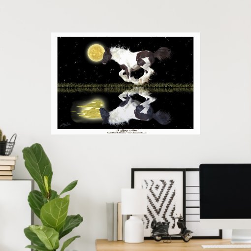 Gypsy Vanner Cantering Horse Fantasy Art Poster | Zazzle