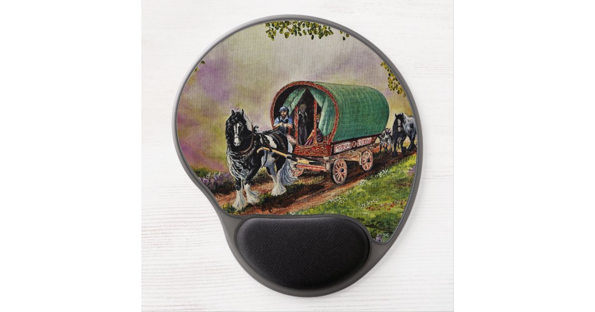 Gypsy Vanner horse Irish Caravan wagon Gel Mouse Pad | Zazzle