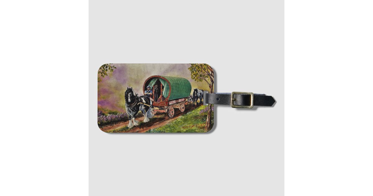 Gypsy Vanner horse Irish Caravan wagon Luggage Tag | Zazzle