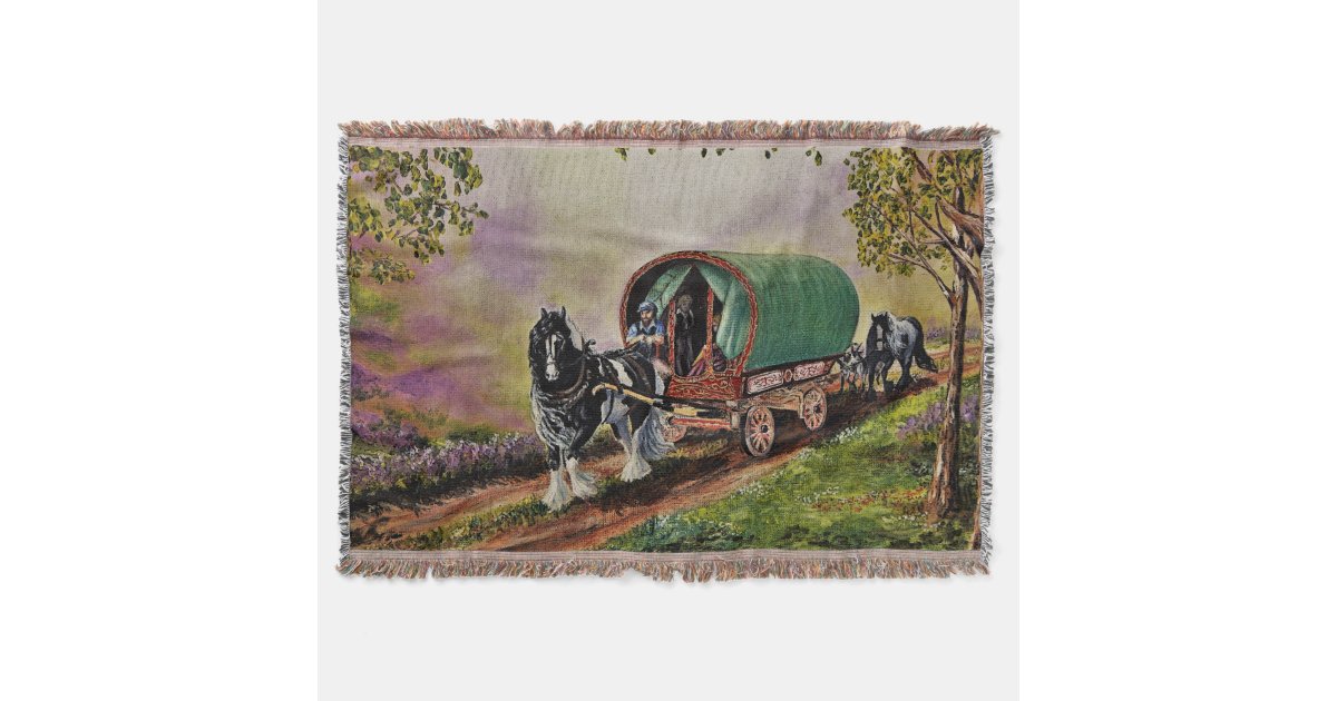 Gypsy Vanner horse Irish Caravan wagon Throw Blanket | Zazzle