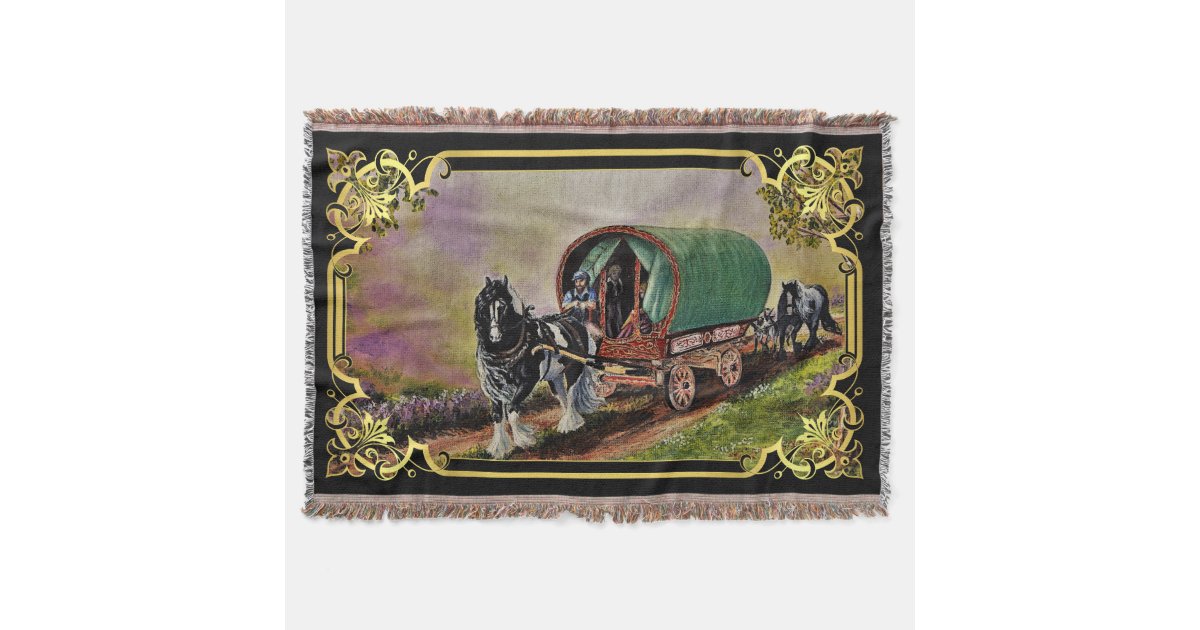 Gypsy Vanner horse Irish Caravan wagon Throw Blanket | Zazzle
