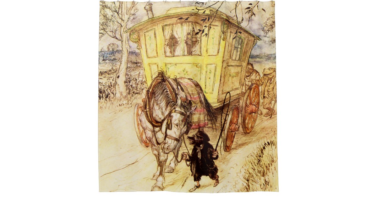 Gypsy Wagon – Golden Afternoon by Arthur Rackham Shower Curtain | Zazzle