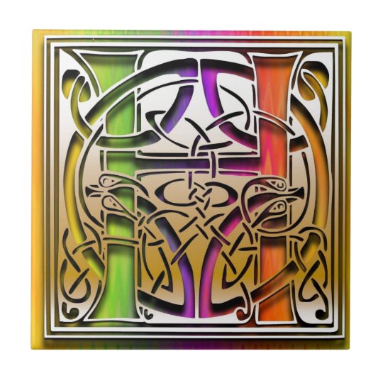 H Celtic Rainbow Custom Monogram Tile | Zazzle.com