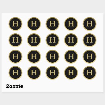 H :: Monogram H Elegant Gold and Black Sticker | Zazzle