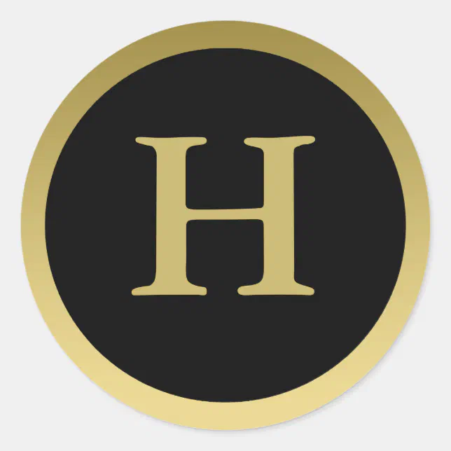 H :: Monogram H Elegant Gold and Black Sticker | Zazzle