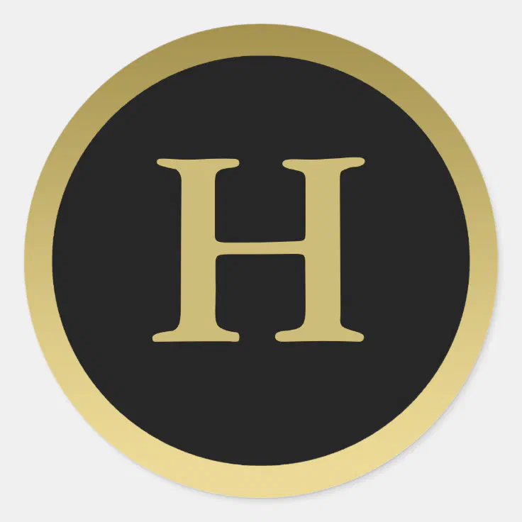 H :: Monogram H Elegant Gold and Black Sticker | Zazzle