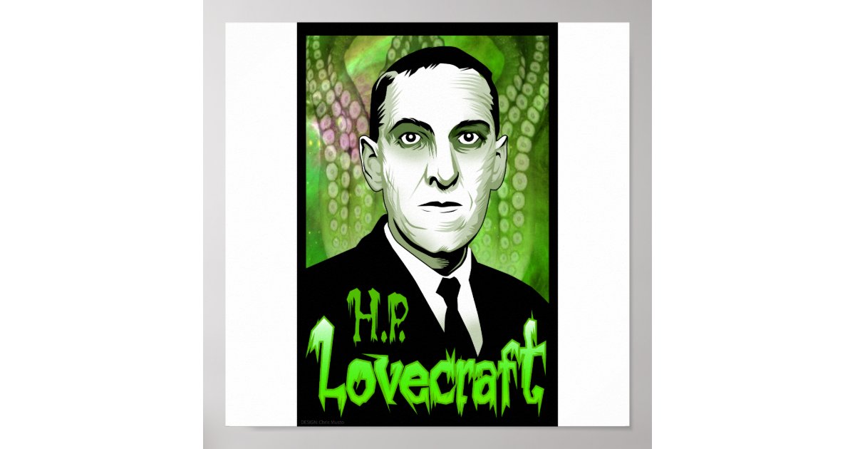 H.P. Lovecraft portrait (green) Poster | Zazzle