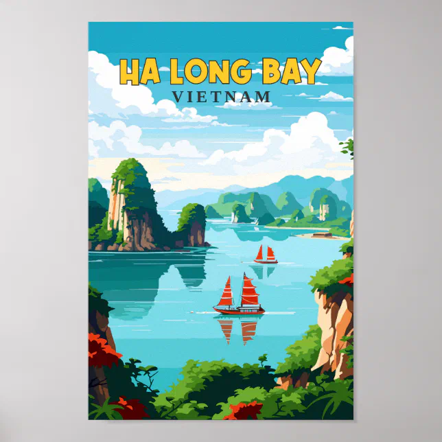 Ha Long Bay Vietnam Travel Art Vintage Poster | Zazzle