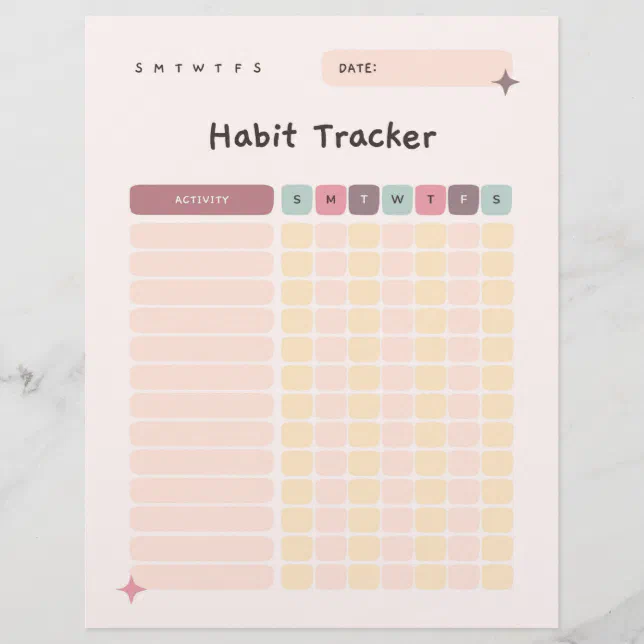 Habit Tracker Daily Checklist for Activities Flyer | Zazzle