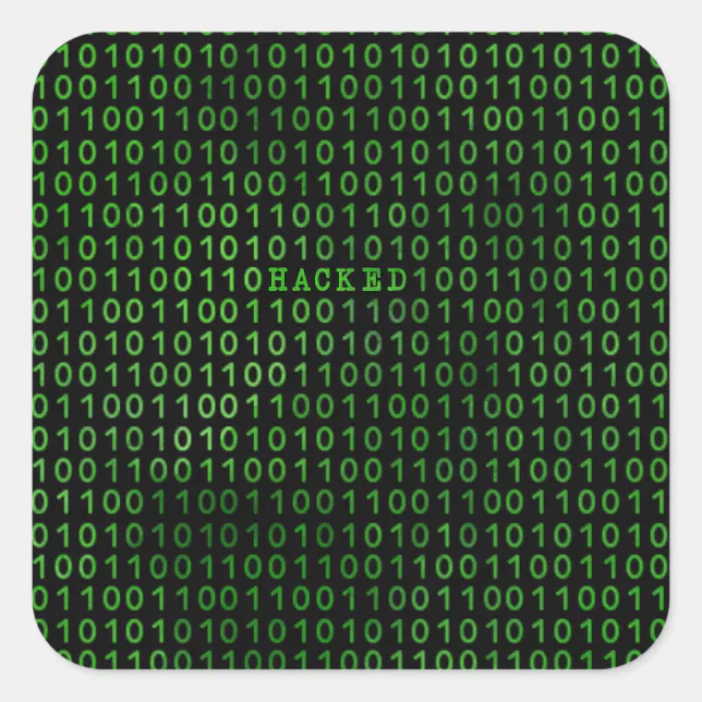 HACKED Computer Code Square Sticker | Zazzle
