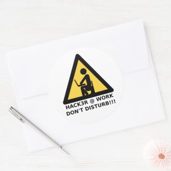 Hacker at work classic round sticker | Zazzle