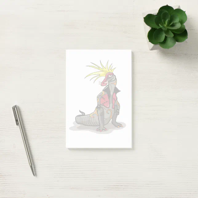 Hadrosaurus Dinosaur Dressed As A Punk. Post-it Notes | Zazzle