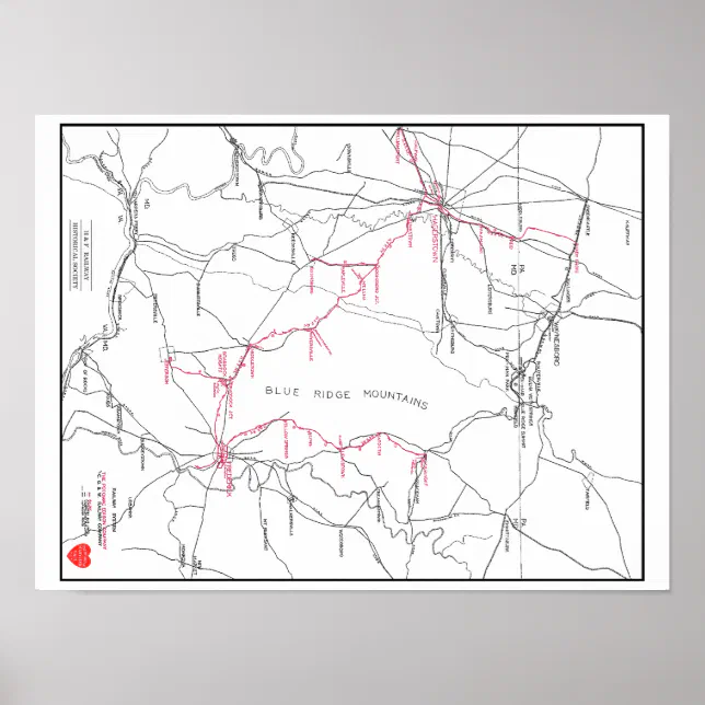 Hagerstown & Frederick Railway System Map (c 1923) Poster | Zazzle