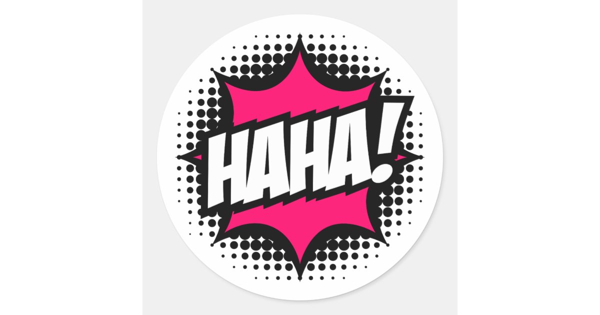 HAHA! Comic Book Style Classic Round Sticker | Zazzle