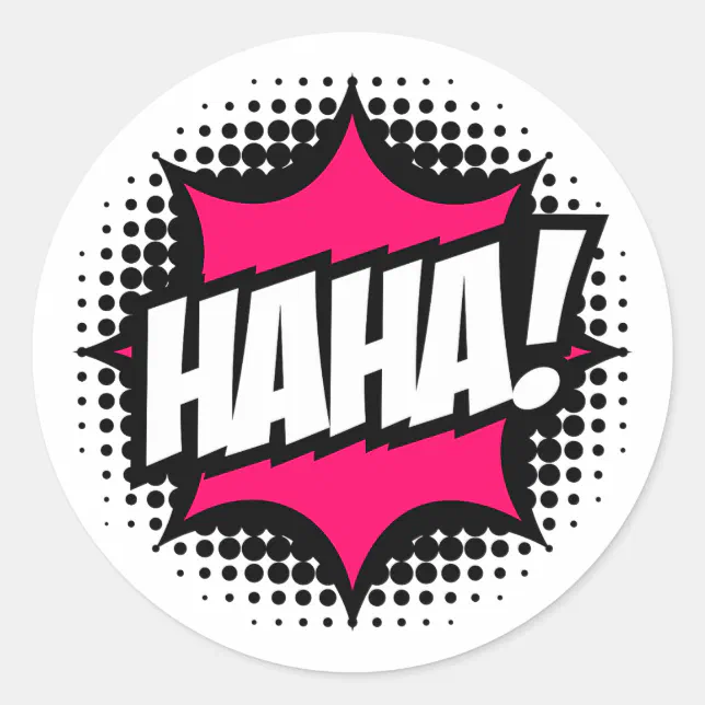 HAHA! Comic Book Style Classic Round Sticker | Zazzle