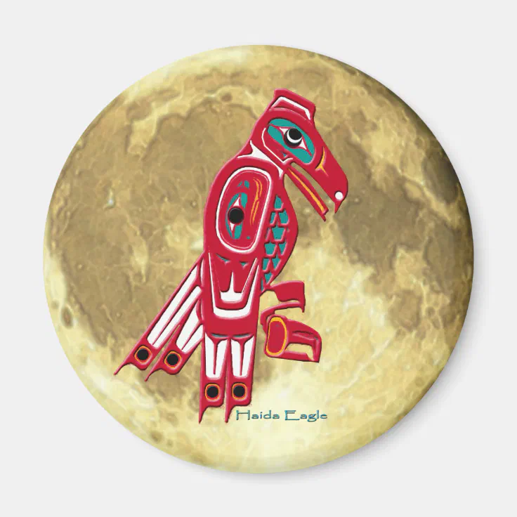 HAIDA EAGLE & FULL MOON Native American Art Magnet | Zazzle