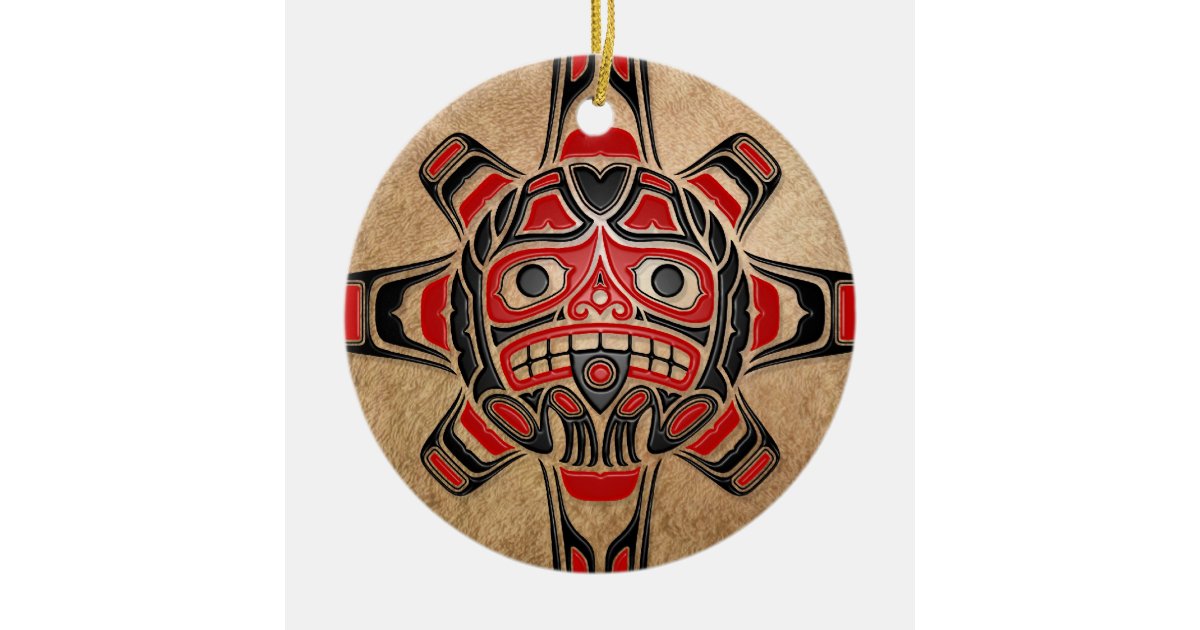 Haida Sun Mask Ceramic Ornament | Zazzle